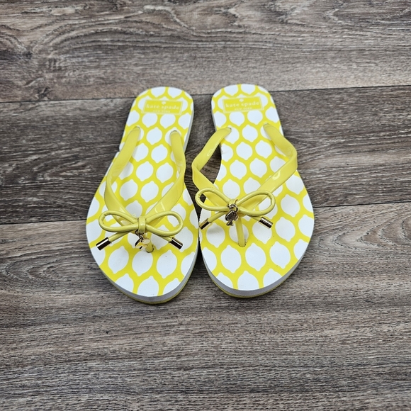 kate spade | Shoes | Kate Spade Nadine Lemon Yellow Bow Rubber Thong ...